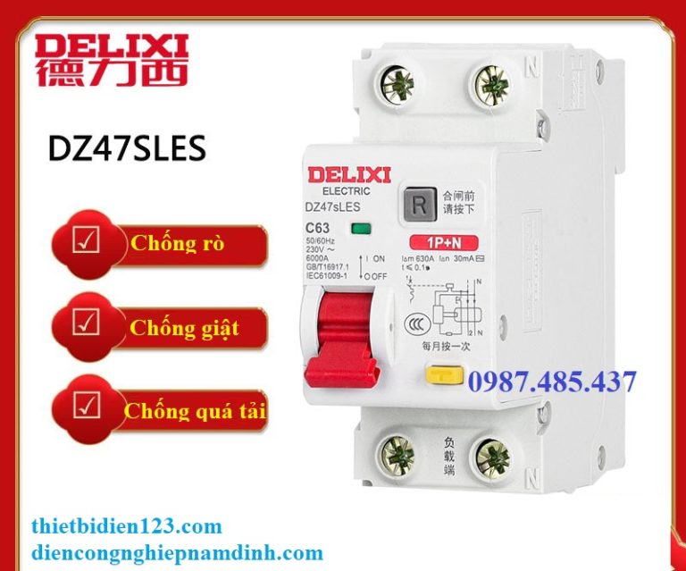 Aptomat chống giật, chống rò, chống quá tải RCBO Delixi DZ47sLES 20A - CTY TNHH TBĐ THUẬN PHONG
