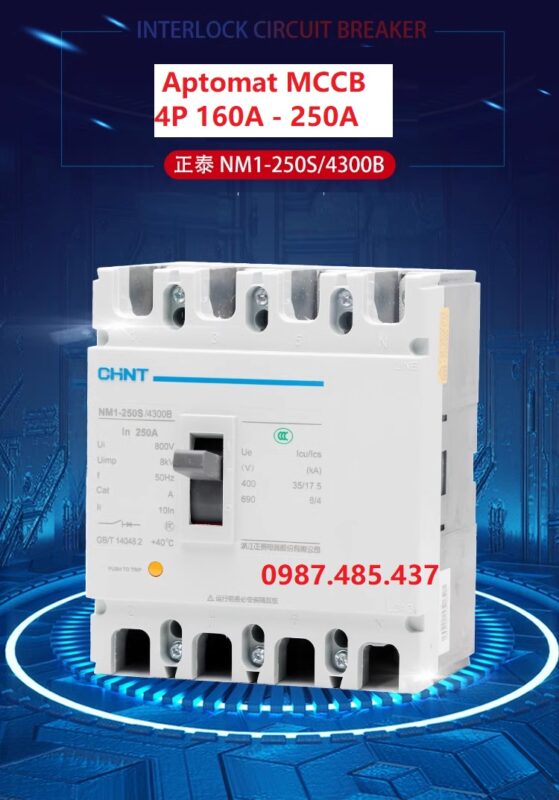 Aptomat 3 pha 4 cực MCCB 4P 160A CHINT - NM1-125S/4300 - CTY TNHH TBĐ THUẬN PHONG